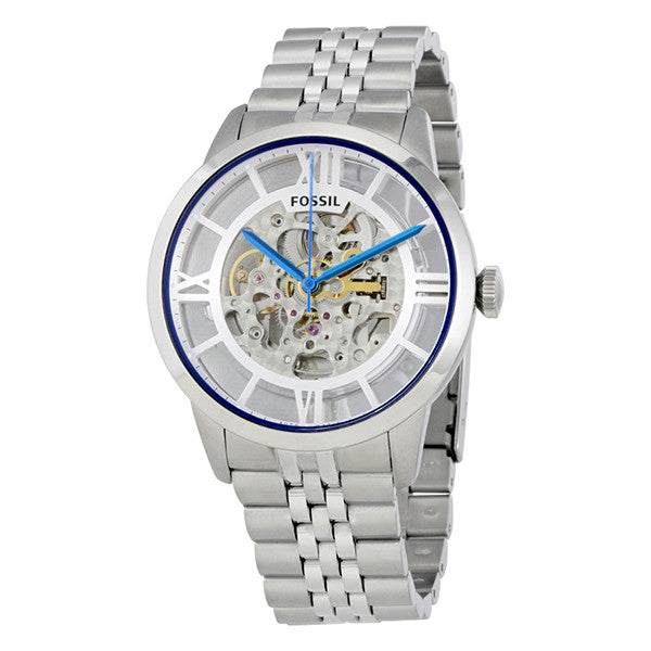 Buy Fossil Townsman Silver Stainless Steel Skeleton Dial Automatic ...